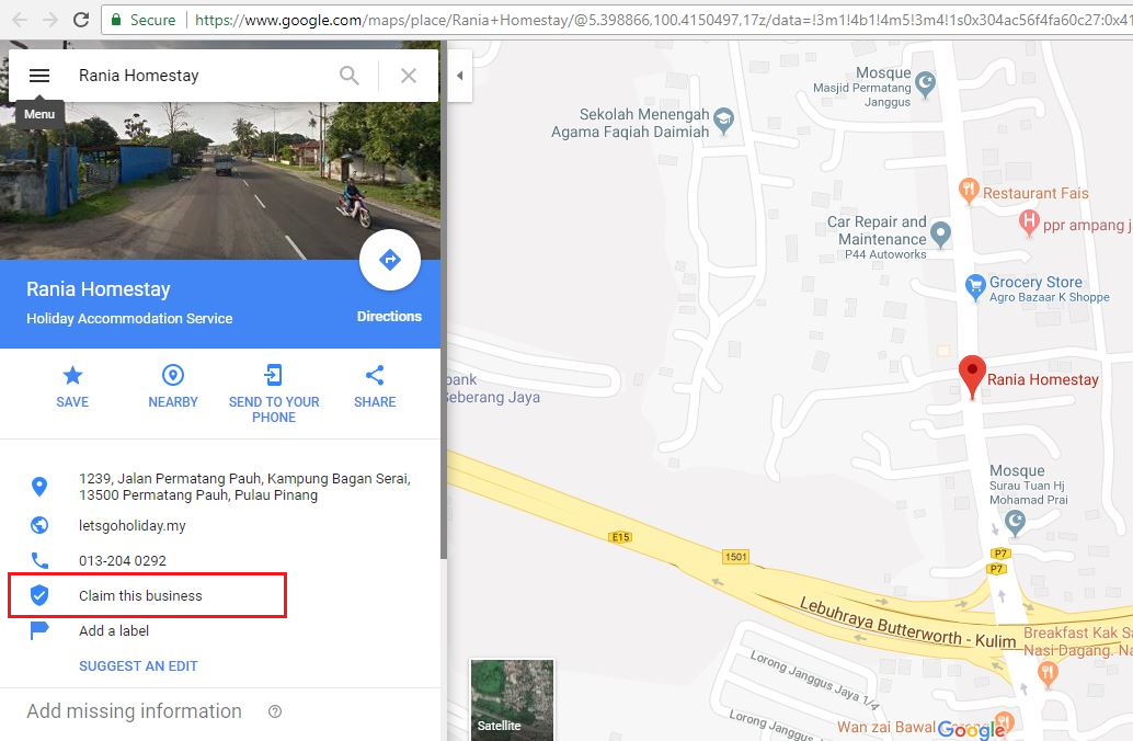 Menyenaraikan Homestay di Google Map